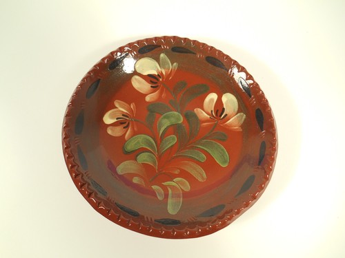 Eldreth Pottery Redware Slipware Floral Plate 8-3/4" 2002 Mint | eBay
