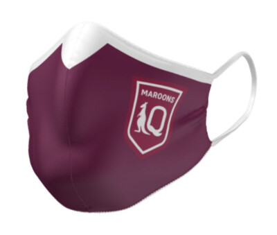 NRL Face Mask - Queensland Maroons - QLD - Reversible - Washable - Adult Large | eBay
