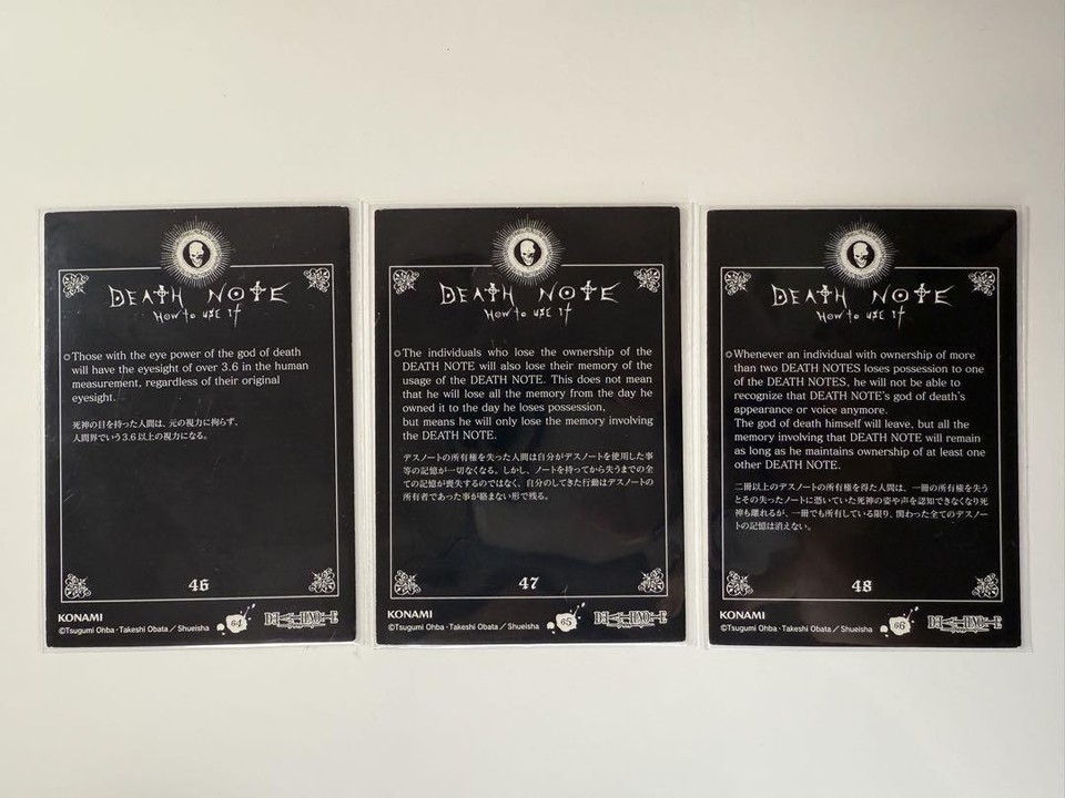 Death Note Trading Cards Light Yagami L Misa 64-66 Collectible Used | eBay