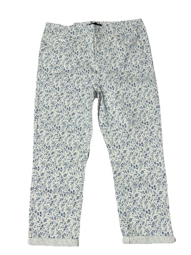 Woman’s Medium White Pants With Blue Floral Pattern New With Tags | eBay