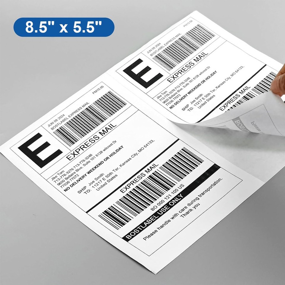 8.5x5.5 Shipping Labels Half Sheet Self Adhesive 2 Per Sheet for Laser ...