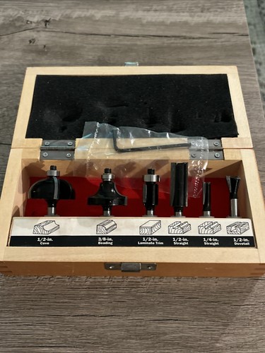 Craftsman 6-Piece Router Bit Set with Wooden Case | eBay