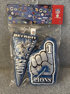 Detroit Lions NFL Foam Finger & Flag Plush Suction Cups Good Stuff 2003 ...
