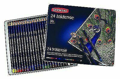 "Derwent Drawing Pencils, Inktense, 4mm Core, Metal Tin, Watercolor, 24 ...