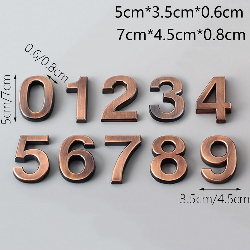 Bronze ABS Plastic Digits Sticker Address Sign Room Number Door Plates ...