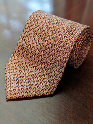 Jos A Bank Red Gold Blue Geometric Silk Hand Sewn Necktie | eBay