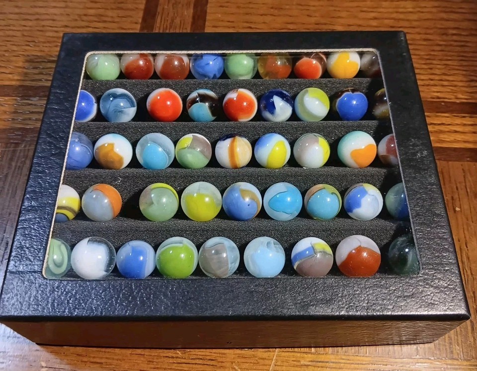 Vintage Marbles Lot. With Display Case. 45 Vitro Agate Marbles. | eBay