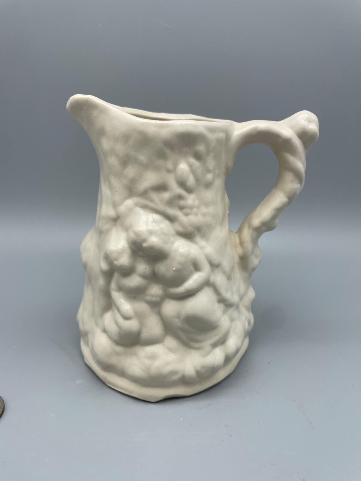 Vintage Parian Ware DUPE Pitcher Raised Scene Mother w/Child 5” Tall | eBay