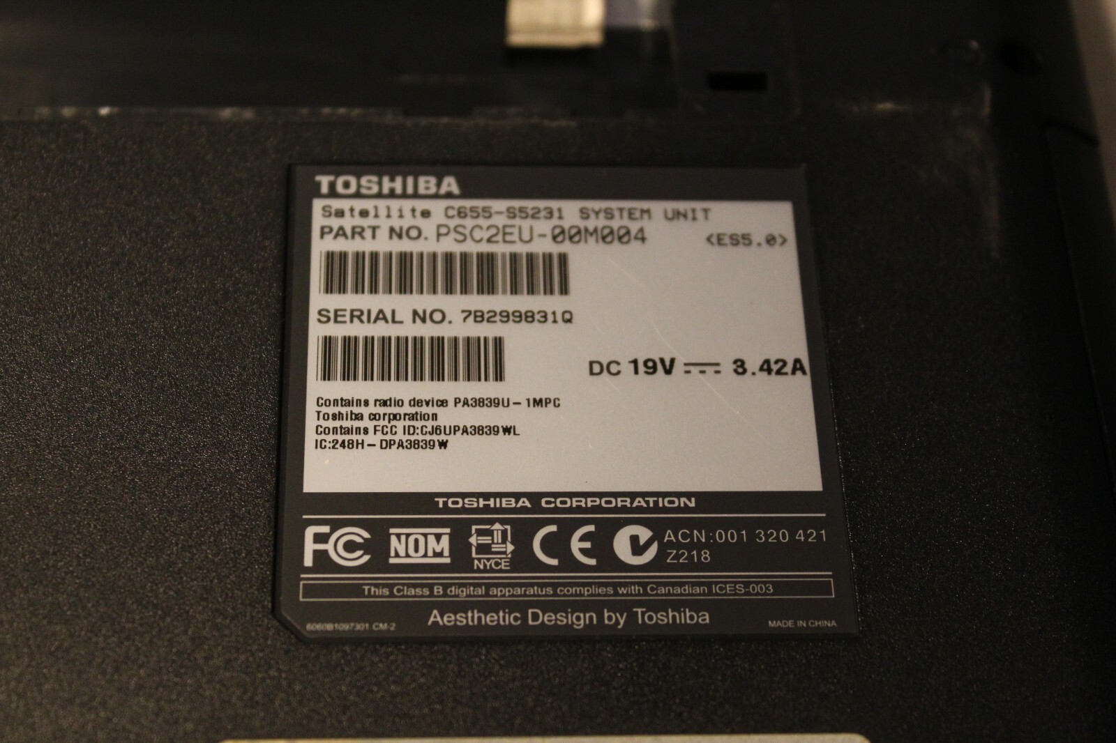 Toshiba Satellite C655-S5231 For Parts Bios No HDD 6GB Ram i3-2310M@2 ...