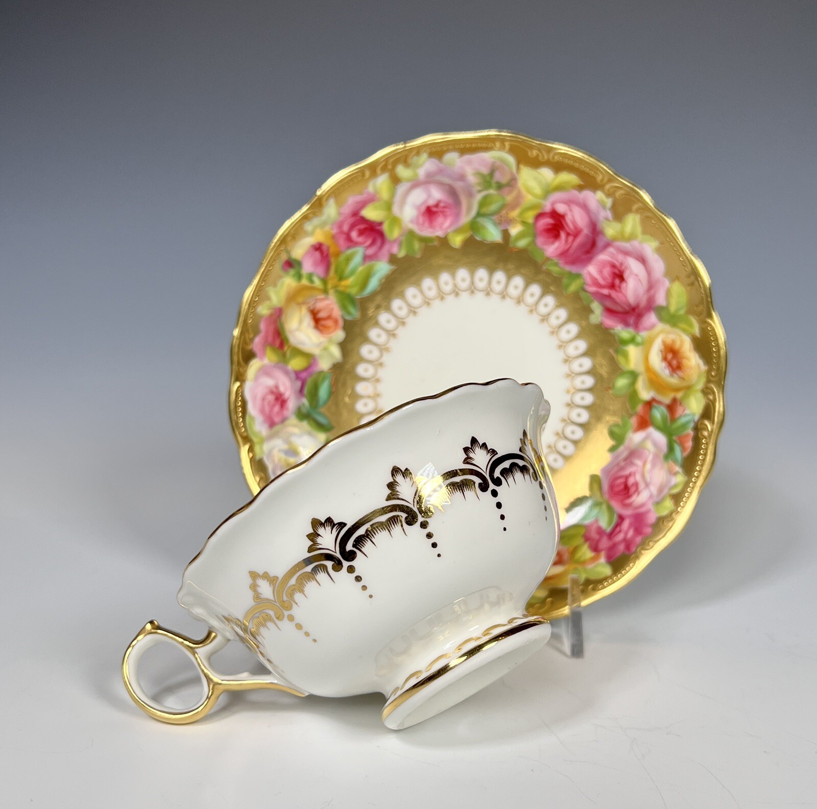 Cauldon Hand Painted Signed S. Pope Cup & Saucer Roses Gilt Gold | eBay