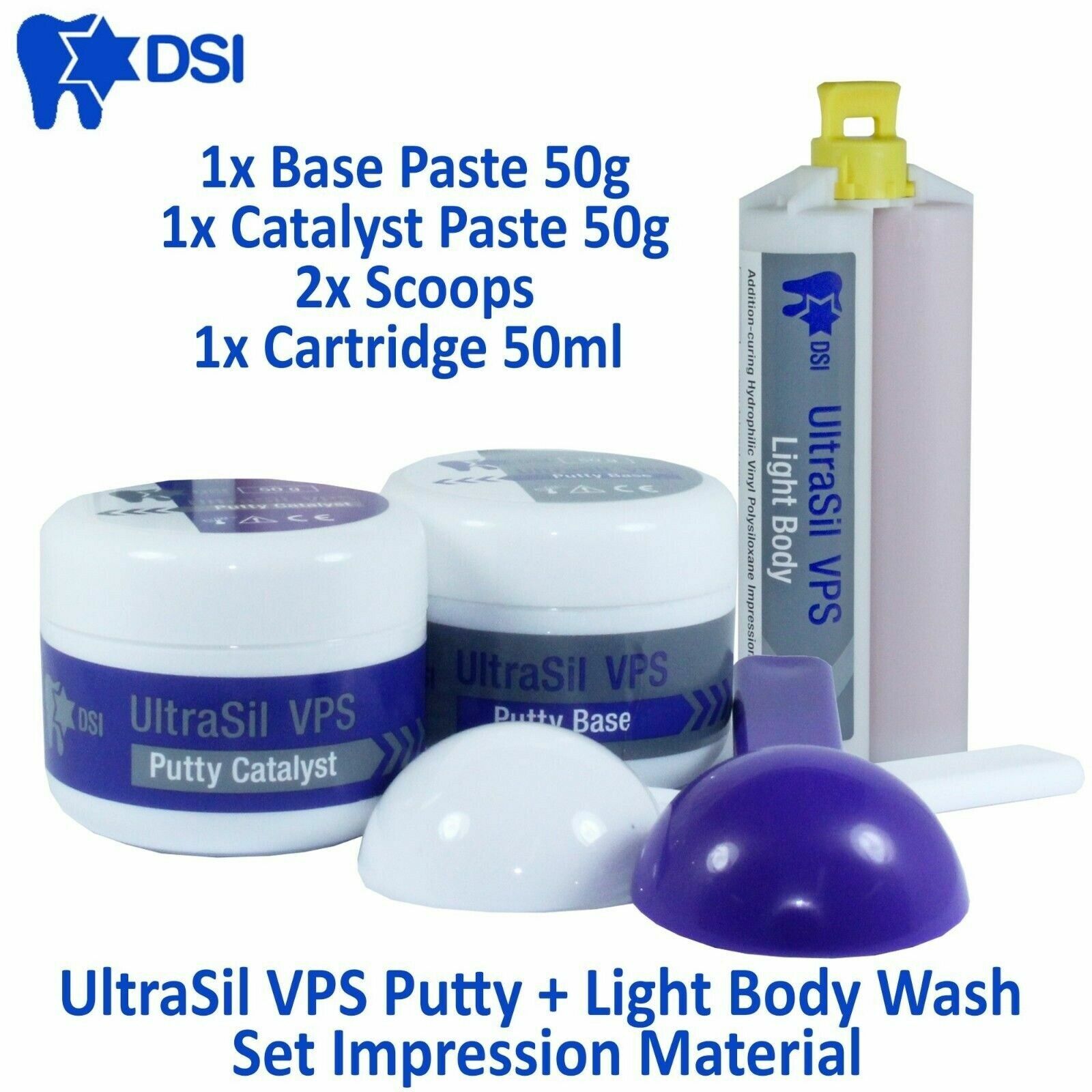 DSI UltraSil VPS Dental Putty Impression Material Set Putty 100g + 50ml Wash | eBay