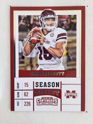 2017 PANINI CONTENDERSDRAFT PICK DAK PRESCOTT SEASON TICKET DALLAS ...