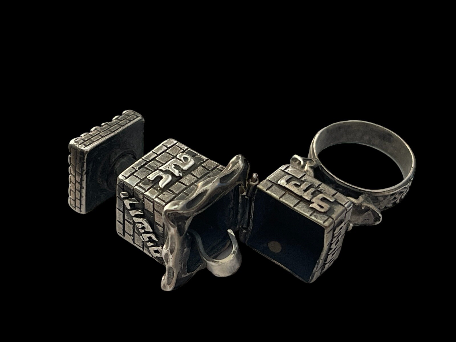 Antique Jewish Silver Engagement Wedding Ring Judaica… - Gem