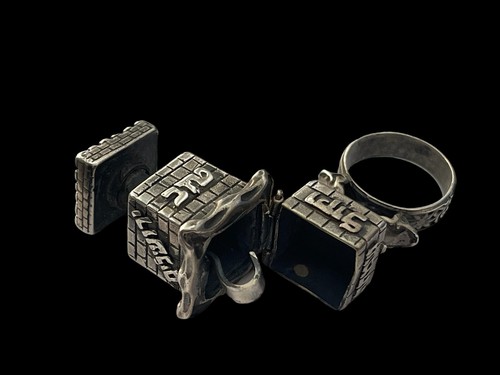Antique Jewish Silver Engagement Wedding Ring Judaica 925 Besamim Box ...