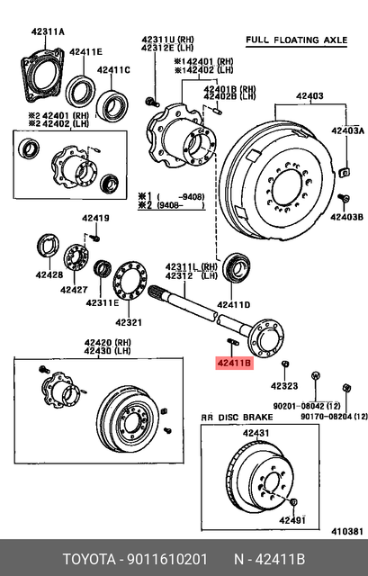 Genuine OE bolt stud for rear axle hub 9011610201 for TOYOTA 90116 ...