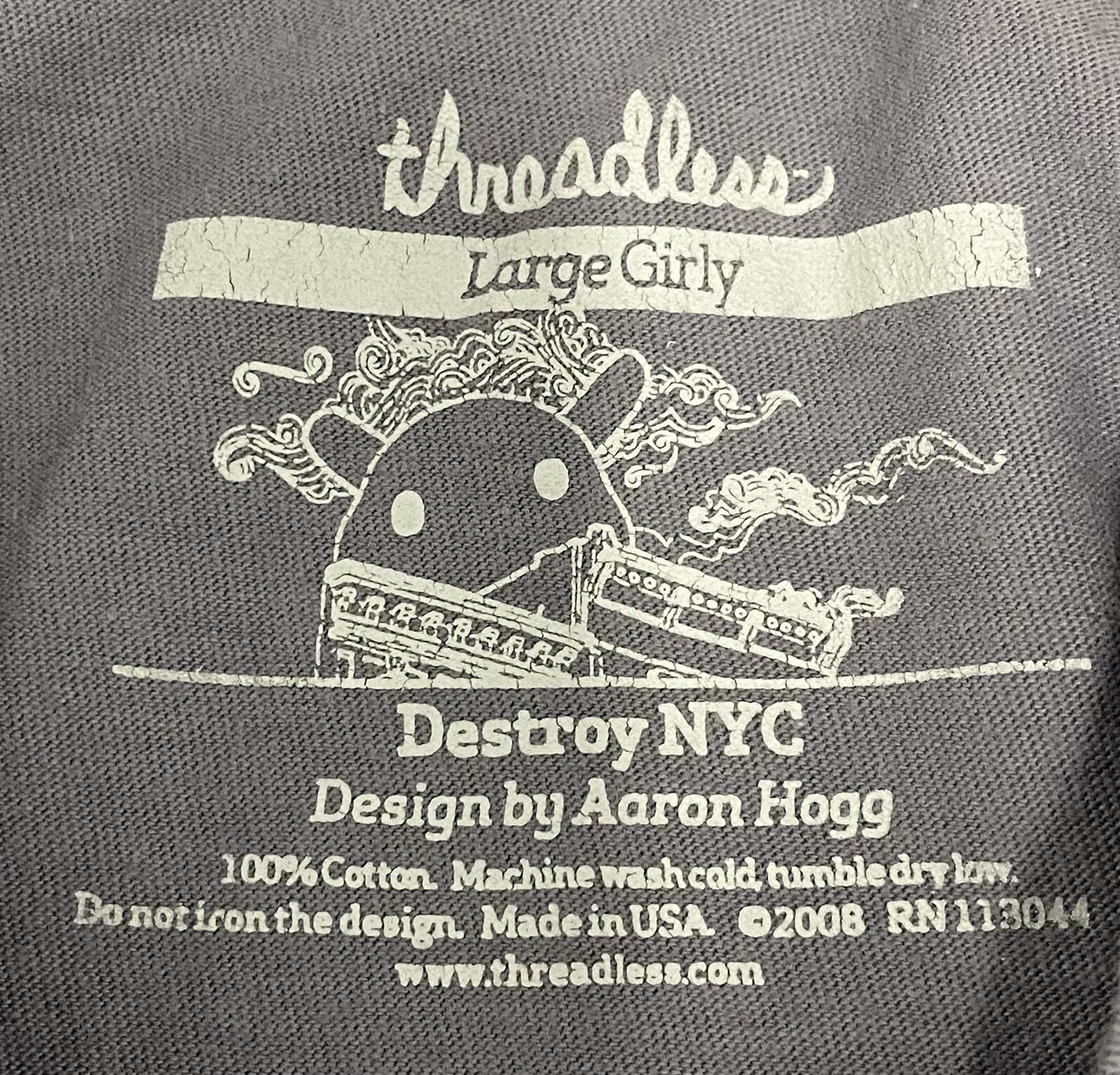2008 Threadless Destroy NYC By Aaron Hog Gray T-S… - Gem