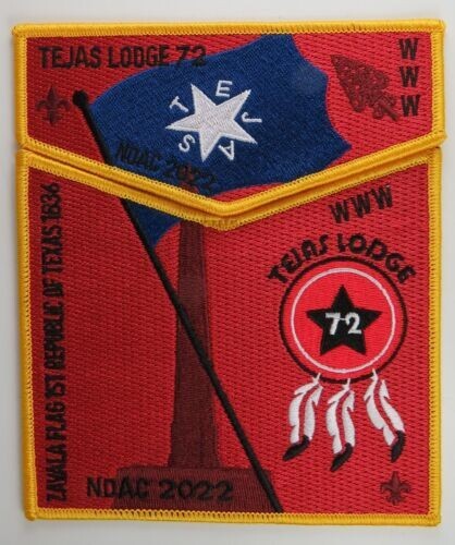 Boy Scout OA 72 Tejas Lodge 2022 NOAC Republic of Texas Flag Flap Set ...