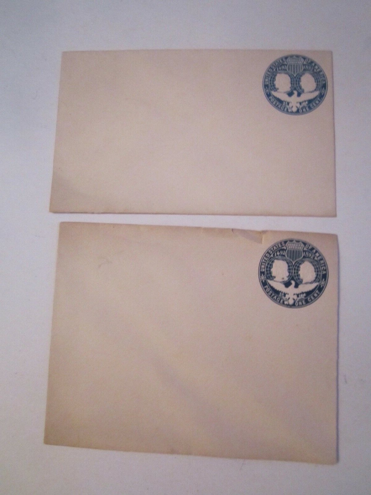 LOT OF (2) 1892 ONE CENT POSTAGE EMBOSSED ENVELOPE STAMPS - MINT | eBay