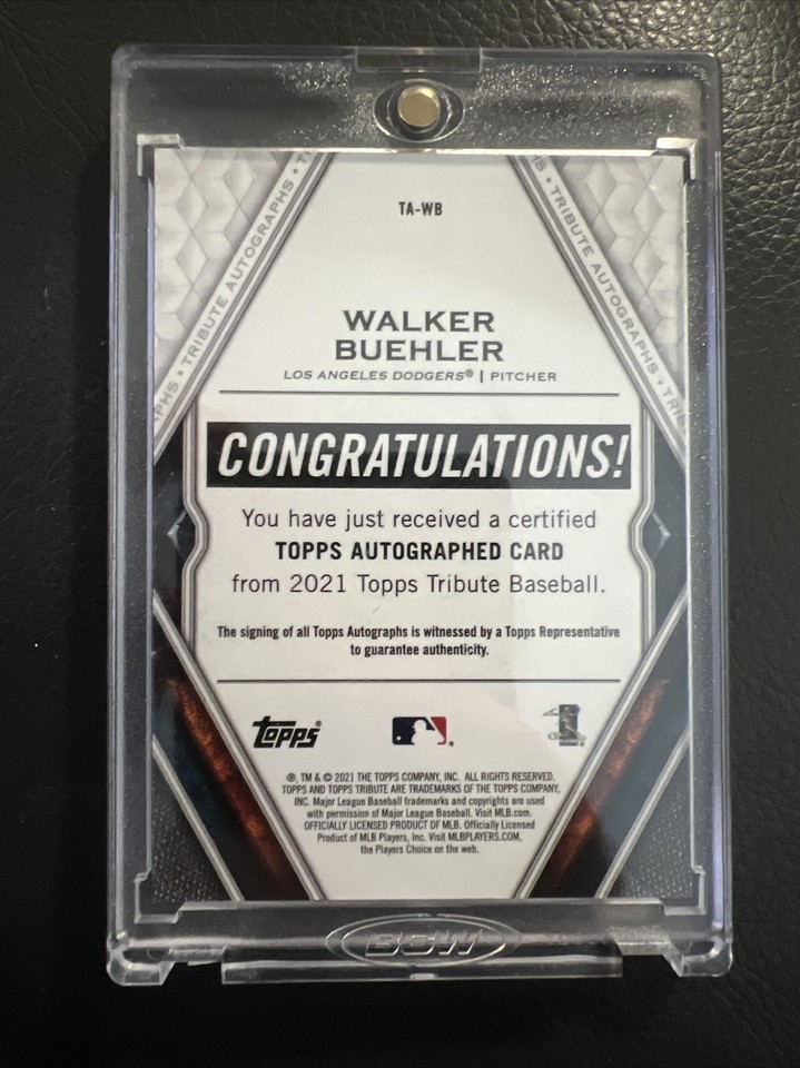 2021 Topps Tribute Autographs Orange TA-WB Walker Buehler L.A Dodgers ...