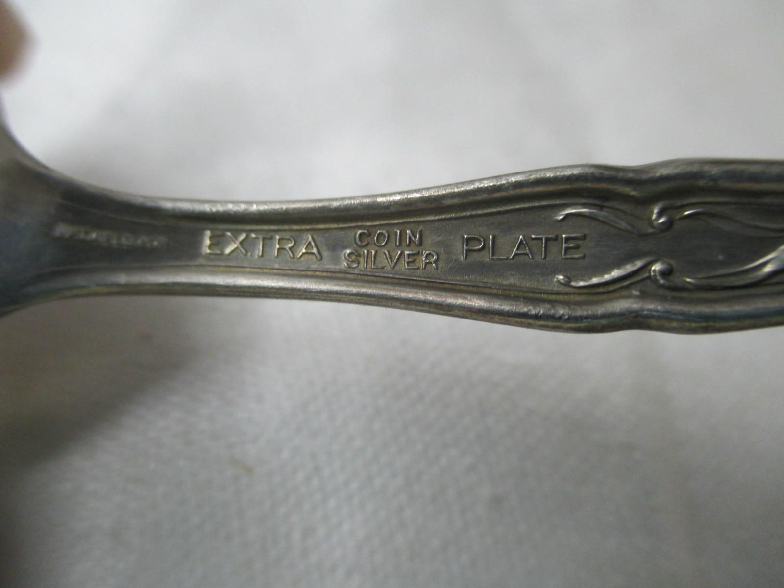 Vintage Extra Coin Silver Plate Teaspoon unknown floral pattern Pat ...