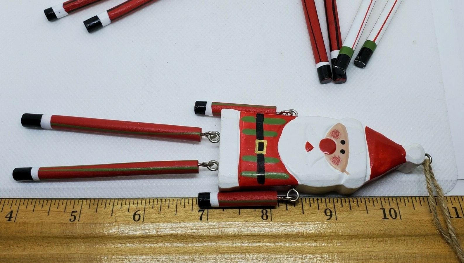 Set of 4 Wood Christmas Ornaments Dangle Dangling Stick Arms Legs | eBay