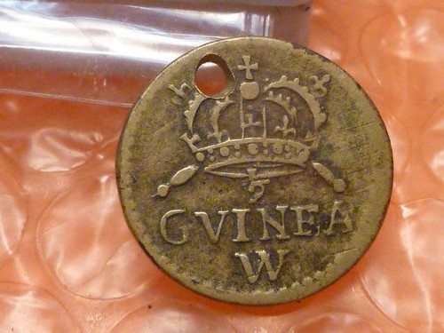 Original 1697 William III Colonial Times 1/2 Guinea Coin WEIGHT Rare # ...