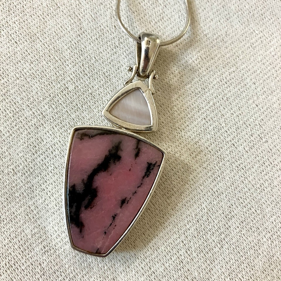 Whitney Kelly Statement Necklace 925 Sterling Silver Rhodonite ...