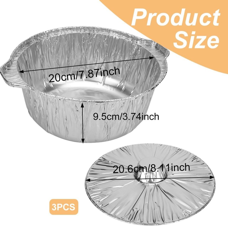72 Oz Disposable Aluminum Pots With Lids 8x3 Inch Round Foil Pan Silver ...