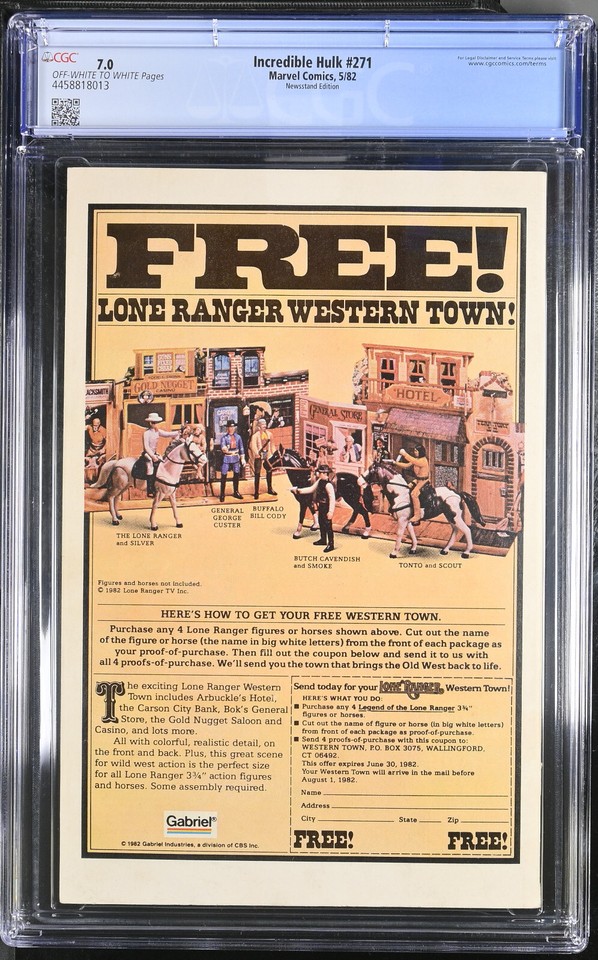 Incredible Hulk #271 (1982) CGC 7.0 - Newsstand - 1st Rocket Raccoon ...