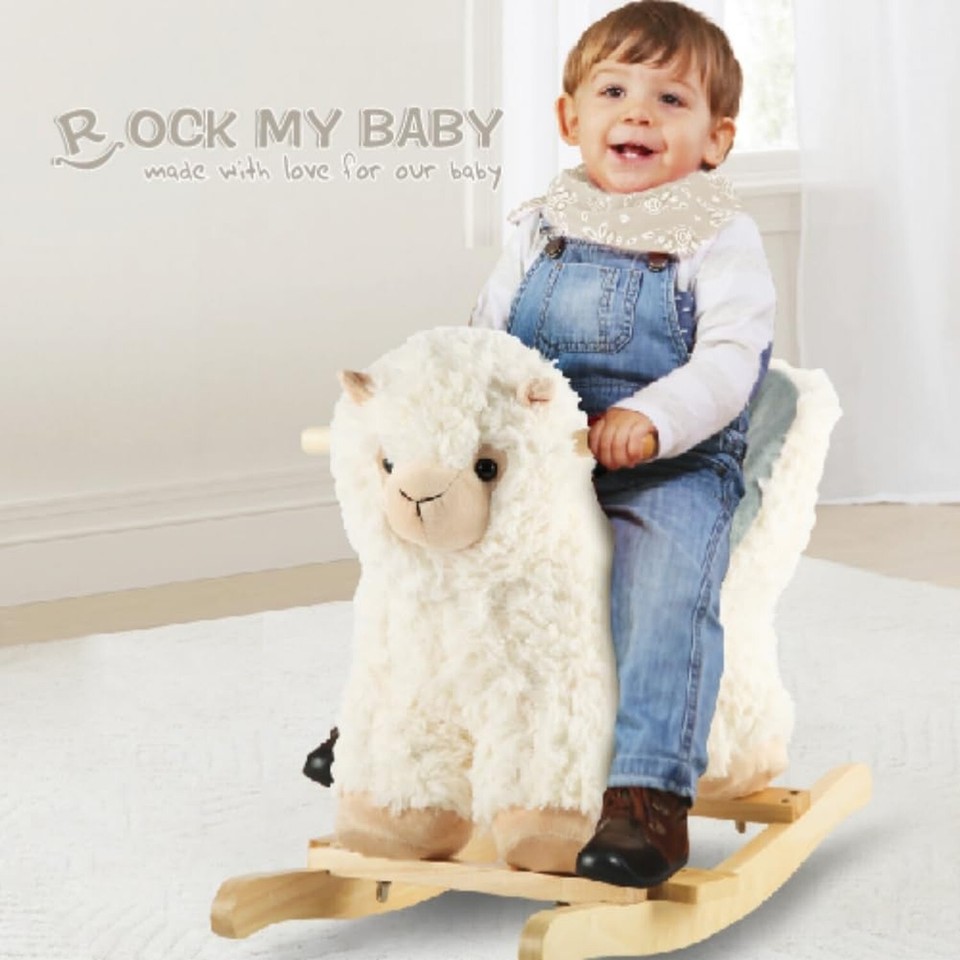 Baby Rocking Horse Alpaca Llama with Chair, Plush Stuffed Animal Rocker ...