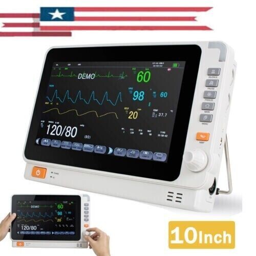 10'' Multi-Parameter Patient Monitor ECG NIBP RESP TEMP SPO2 PR+GIFT ...