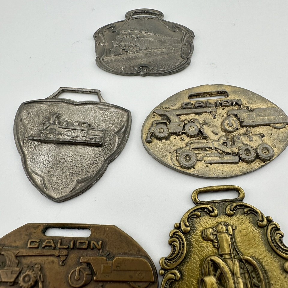 Vintage Lot Of 5 Pocket Watch Fobs Construction & Railroad Fob Lot | eBay