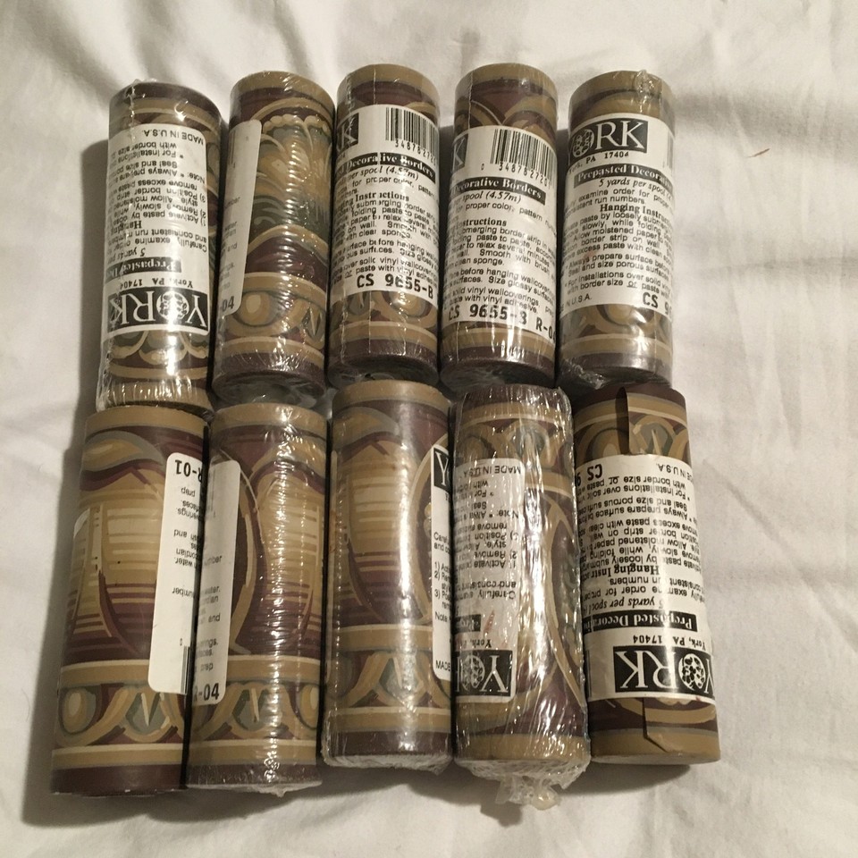 YORK 10 rolls of NEW pre-pasted 4-inch wallpaper border CS 9655-B R-04 ...