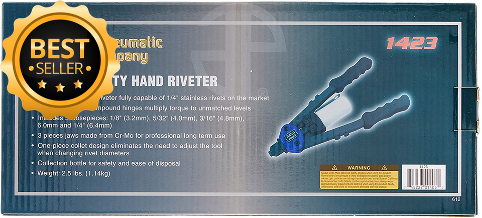 1423 Heavy Duty 13" Hand Riveter 1/4" Rivet Tool Manual Metal Fastening ...