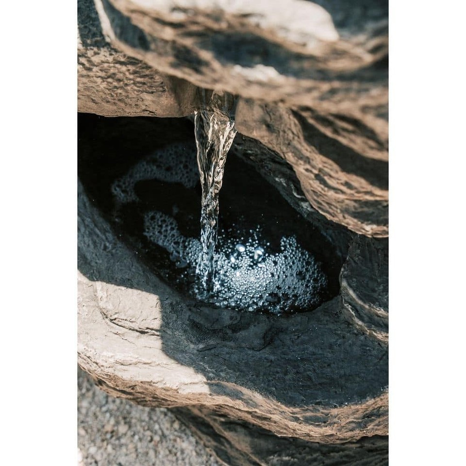 23.6 in.H Polystone/Stone Powder Classic Stacked Rock Waterfall ...