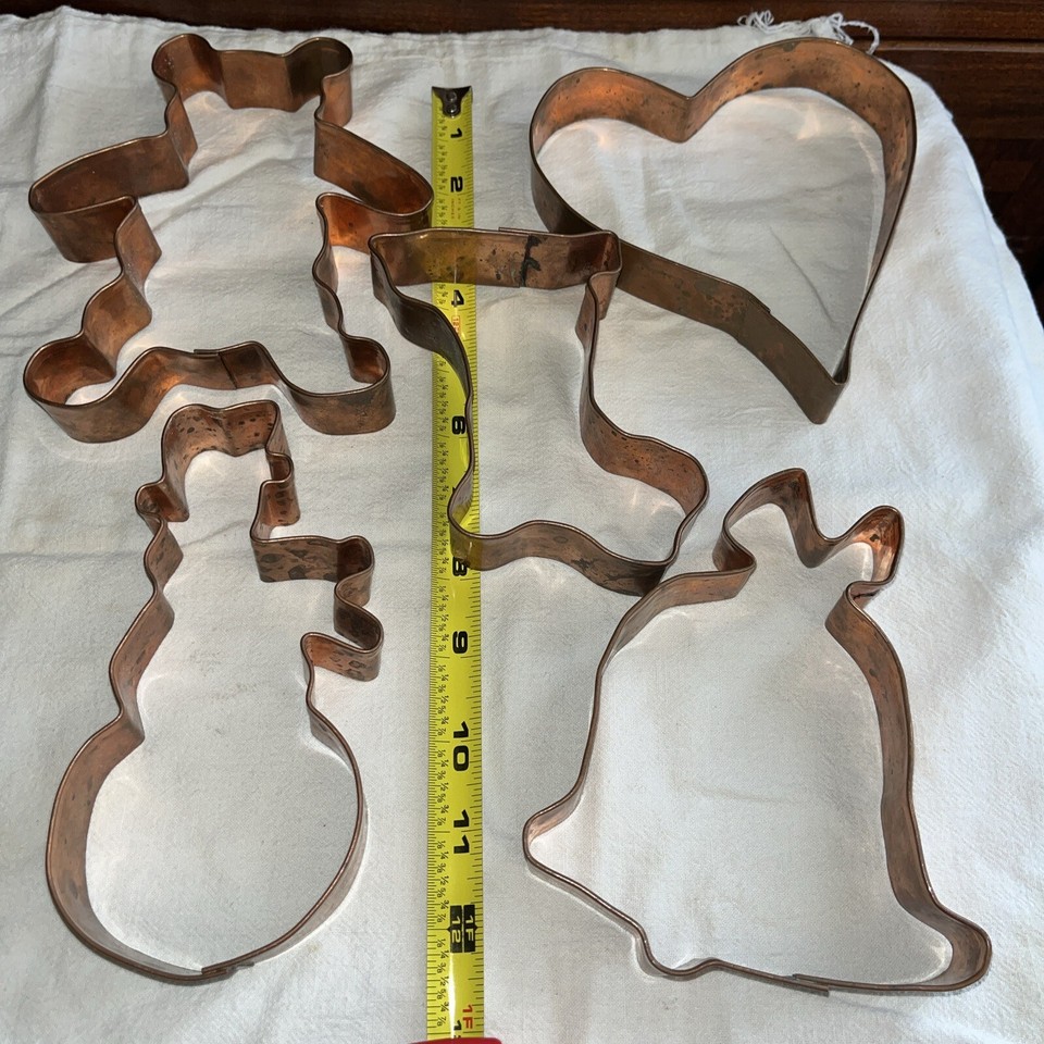 Large Copper Cookie Cutters Lot of 5 Seasonal Cutters 6.5” x 6” Average ...