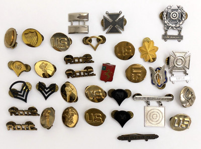 Lot of Assorted Army & ROTC Pins Badges Marksman Badge Bars Vintage ...