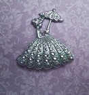 VINTAGE 'STAYBRITE' SILVER TONED METAL 'CRINOLINE GIRL' BROOCH. 1935-50 ...