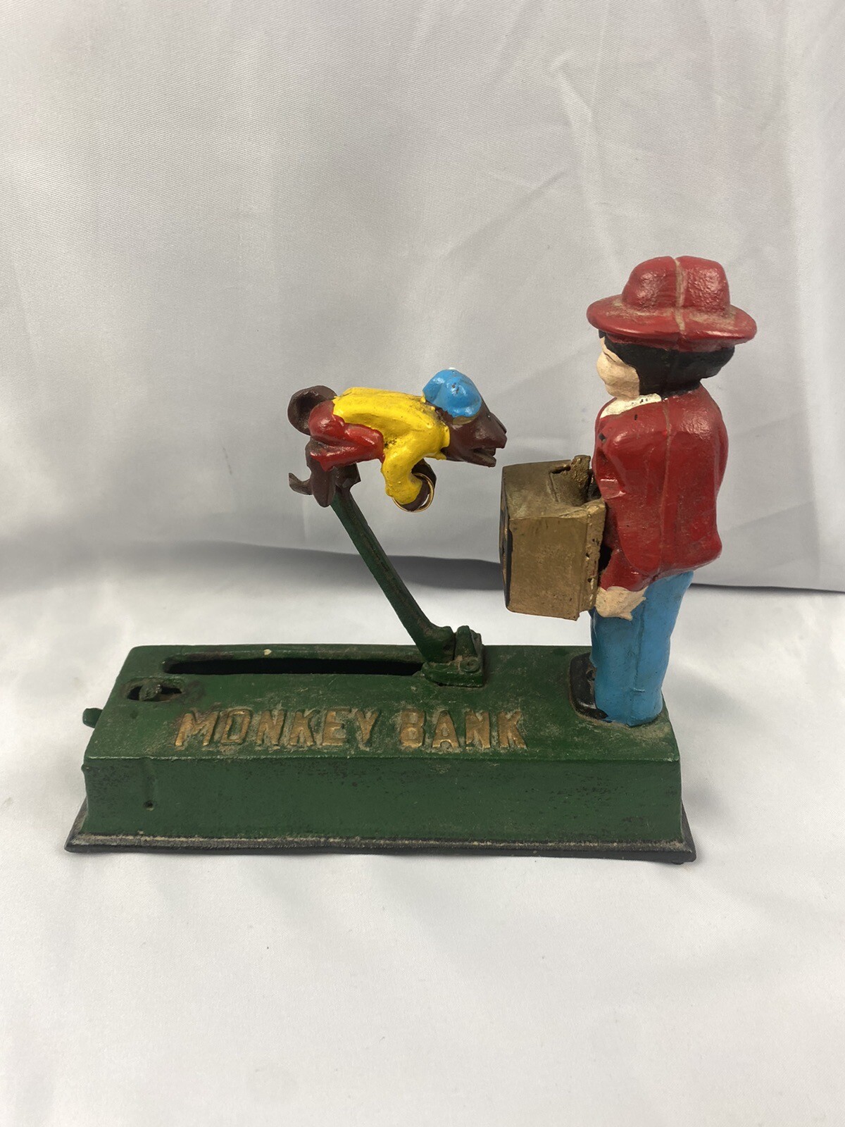 Cast Iron Mechanical Monkey Bank Reproduction WORKS! | eBay