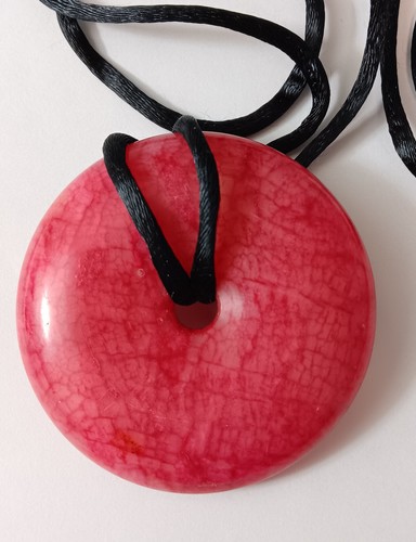 Large Pink Crystal Stone Round Pendant Necklace Amulet | eBay