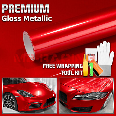 Premium Red High Gloss Metallic Glossy Sticker Decal Vinyl Wrap Air ...