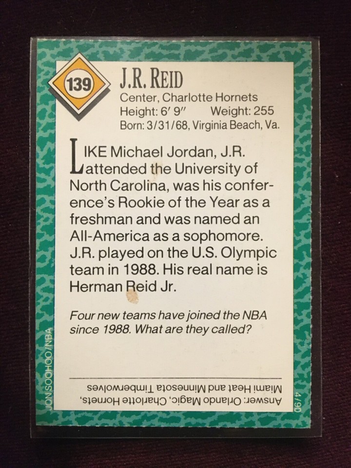1992 Sports Illustrated for Kids Series 1 JR Reid Card #139 | eBay
