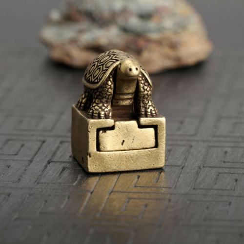 Chinese old Antique Collectible Bronze Recruit money turtle seal statue ...