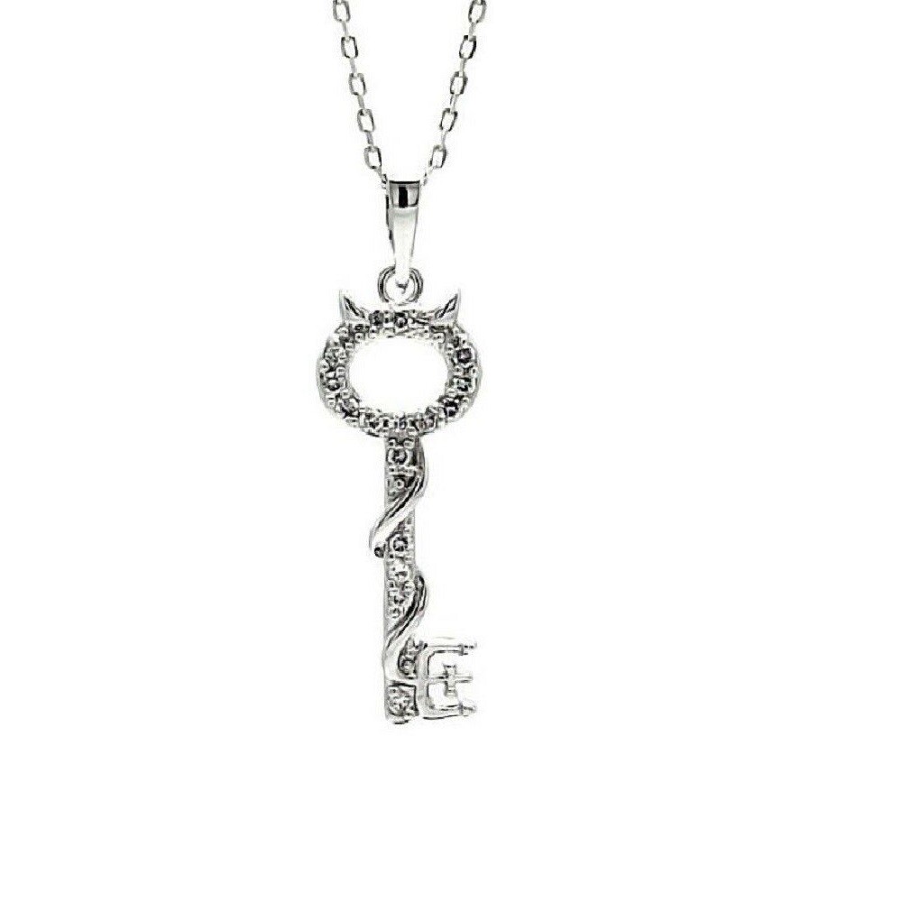 Sterling Silver Necklace w/ Open Devil CZ Stones Key Pendant | eBay