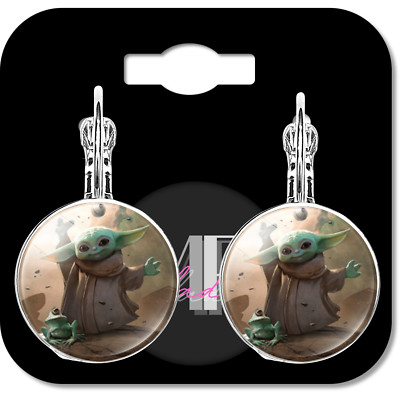 Baby Yoda The Child Grogu Mandalorian Earrings Leverback Closure Silver ...