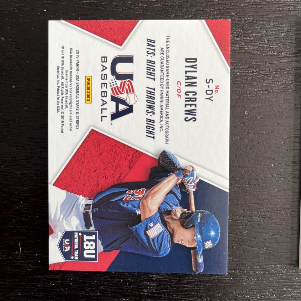 Dylan Crews LSU 2019 USA Baseball Stars & Stripes /299 Blue Patch Auto ...