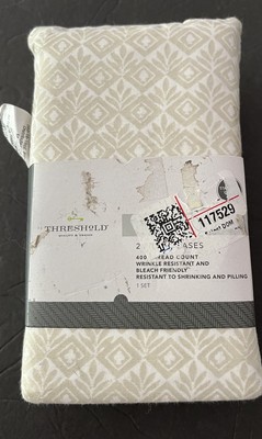 Threshold 400TC Cotton Tahoe Khaki Print Pillowcases Standard Pair | eBay