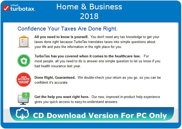 2018 TurboTax Home & Business federal e-file & state return for PC ...