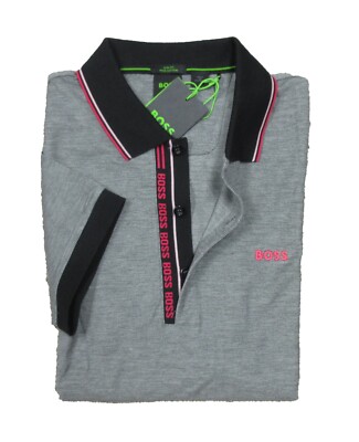 Hugo Boss Green Label Men's Gray Paule 4 Tipped Slim Fit Polo Shirt | eBay