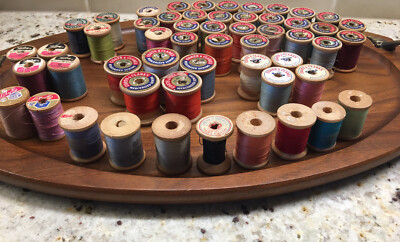 LOT 54 VINTAGE/ANTIQUE WOODEN THREAD SPOOLS - COATS CLARKS-STAR-TALON ...